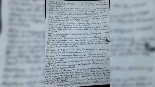 Anonymous, strange note given to more than 50 churches | Pentecostal ...